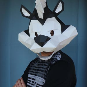 Skunk Mask in Cartoon Style PDF Template, Paper Mask Low Poly - Etsy Canada