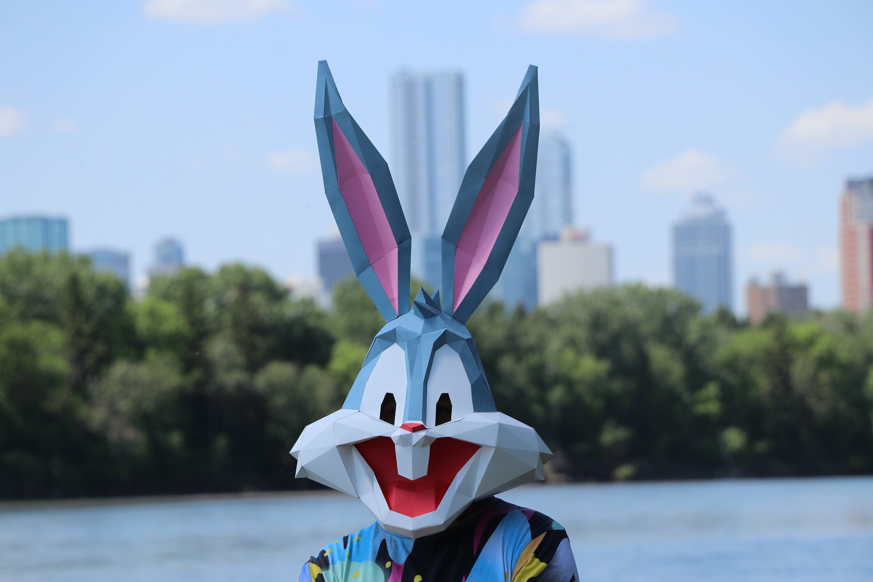 Rabbit Mask in Cartoon Style PDF Template for Making a Paper Mask - Etsy