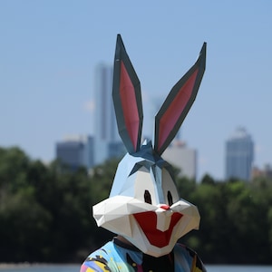 Rabbit Mask in Cartoon Style PDF Template for Making a Paper Mask - Etsy