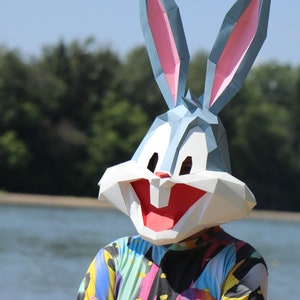 Rabbit Mask in Cartoon Style PDF Template for Making a Paper Mask - Etsy