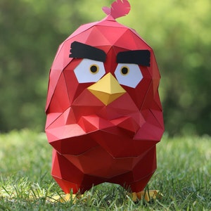 Red Bird Template for Creating a Polygonal Paper Craft Sculpture With ...