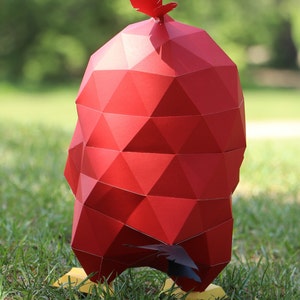 Red Bird Paper Sculpture Template: Polygonal Cartoon Style (PDF Pattern ...