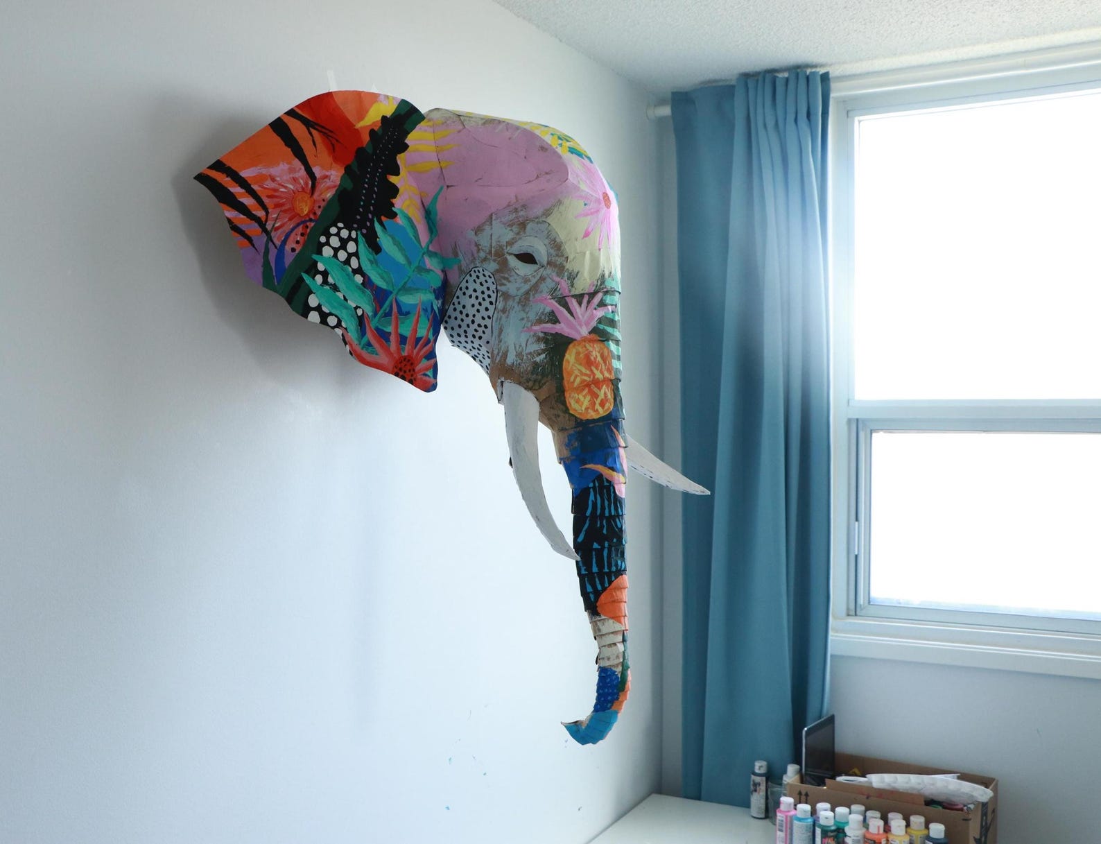 3D Elephant Mask Template: DIY Cardboard/eva Foam Wall Decor (PDF ...