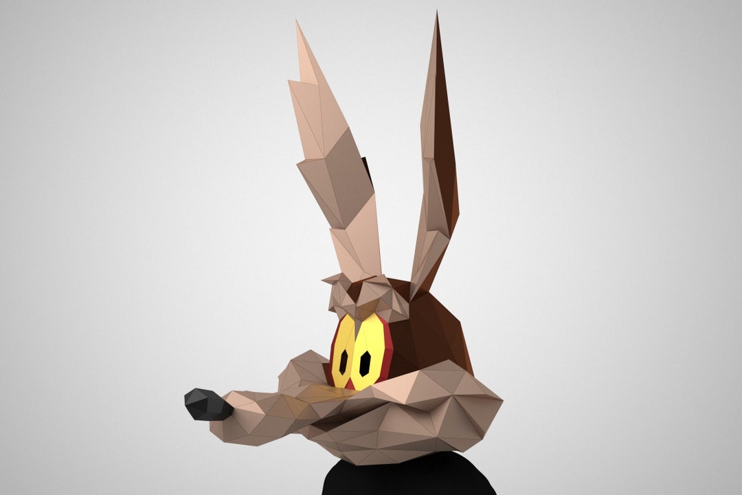 Coyote Mask in Cartoon Style PDF Template, Paper Mask Low Poly, Pdf ...