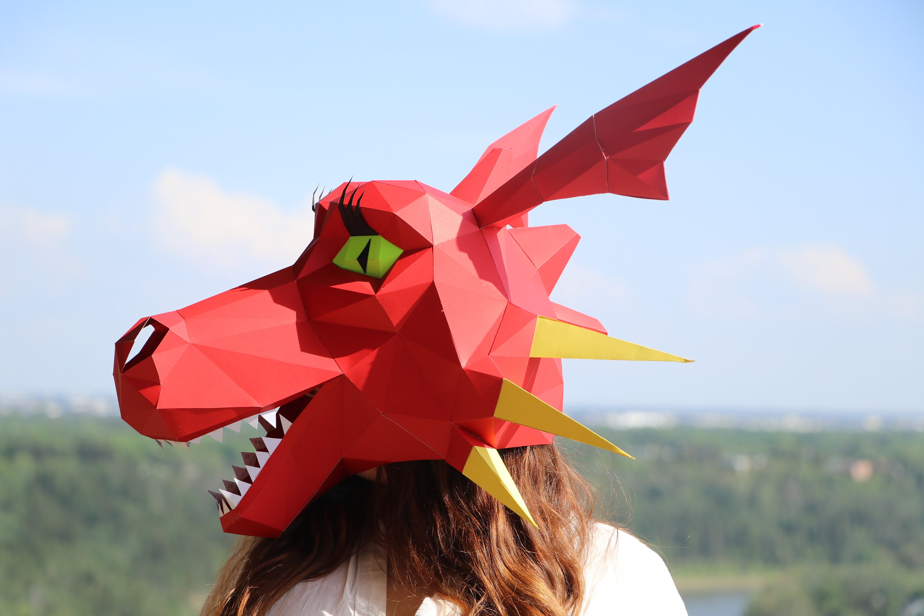 Dragon Mask Cartoon Style Papercraft Template DIY Dragon - Etsy Canada