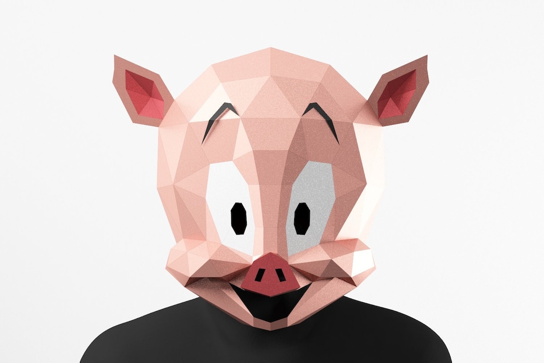 Pig Mask in Cartoon Style PDF Template, Paper Mask Low Poly - Etsy