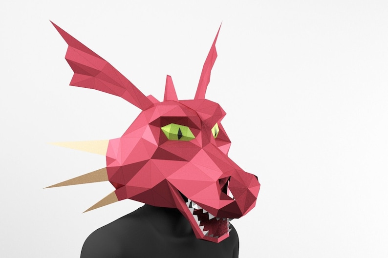 Dragon Mask, Cartoon Style, Papercraft Template DIY, Dragon Woman ...