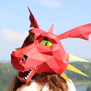 Dragon Mask, Cartoon Style, Papercraft Template DIY, Dragon Woman ...