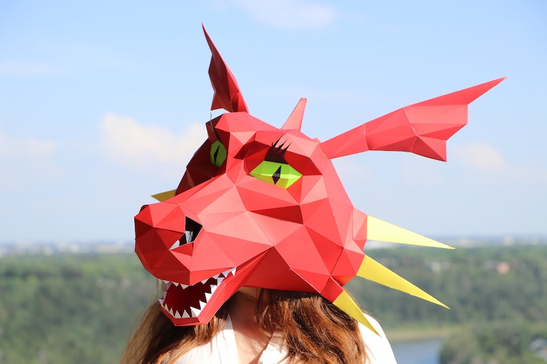 Dragon Mask Cartoon Style Papercraft Template DIY Dragon - Etsy Canada
