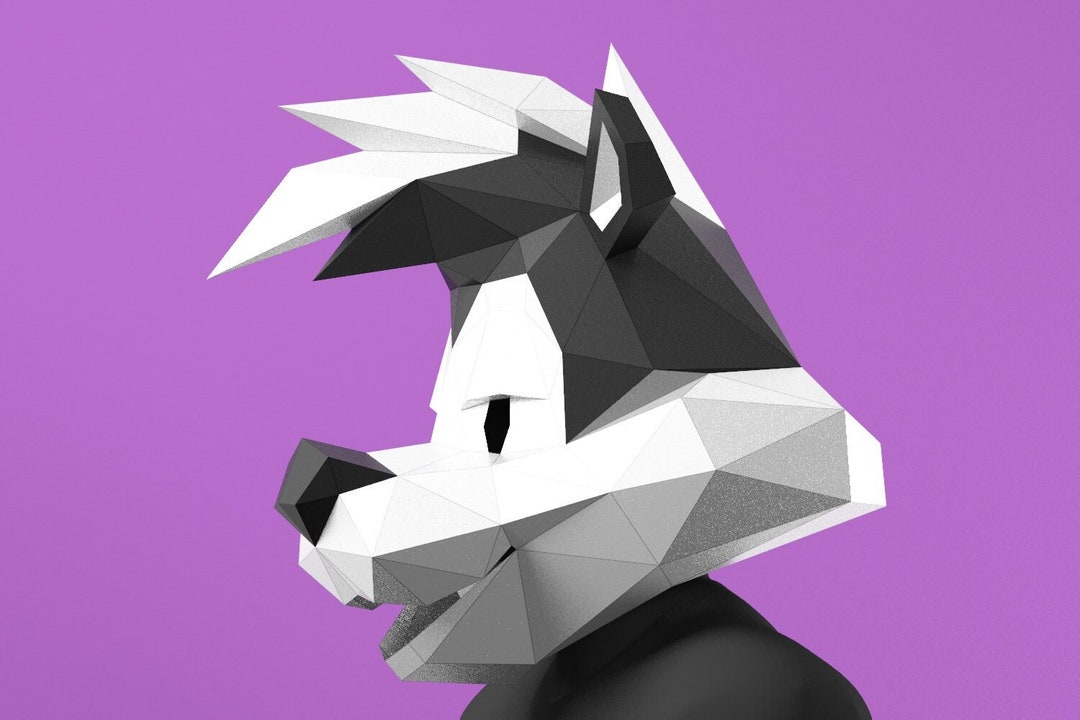 Skunk Mask in Cartoon Style PDF Template, Paper Mask Low Poly - Etsy