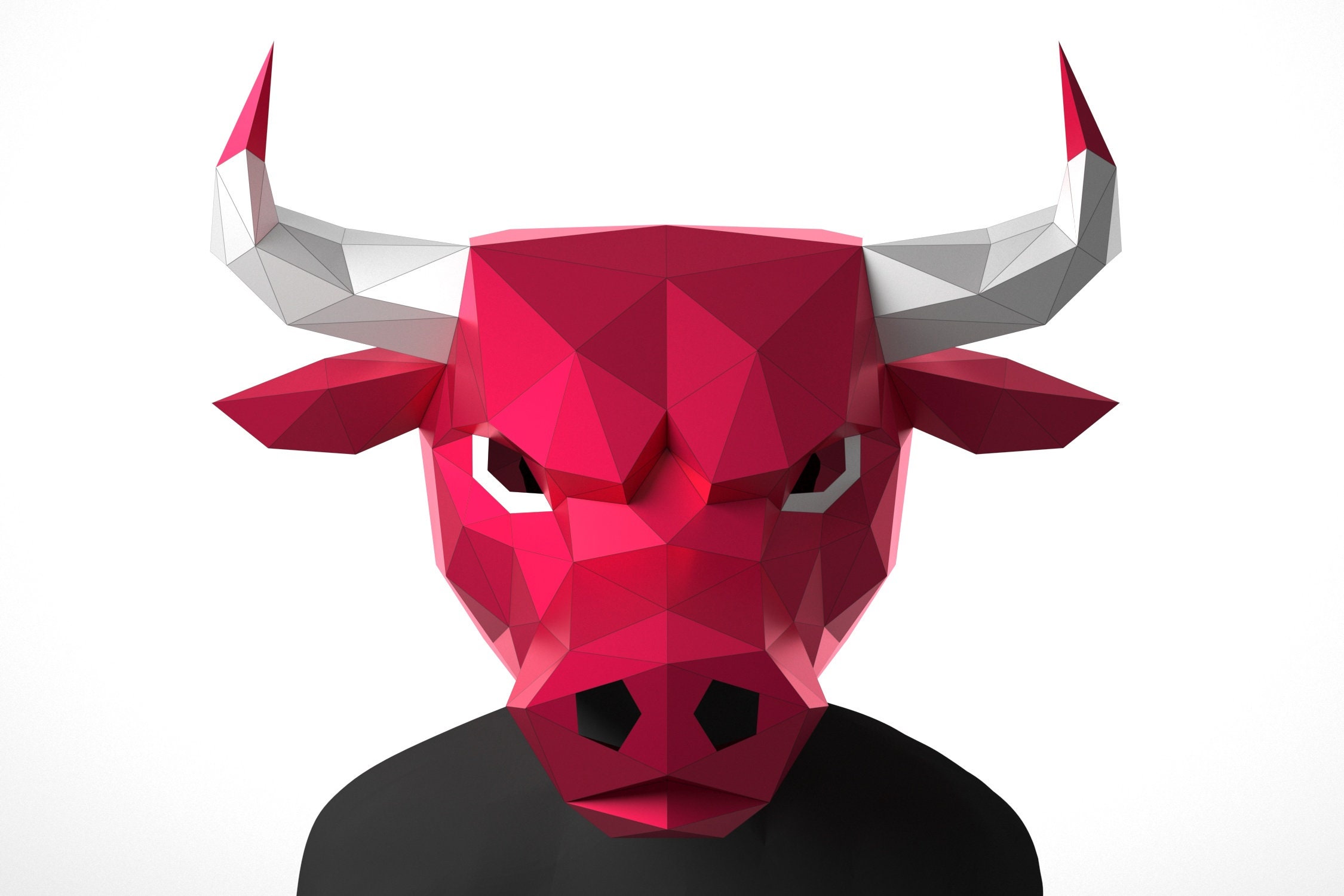 Bull Mask, Chicago Teams Famous Logo Template, PDF Template DXF and SVG ...