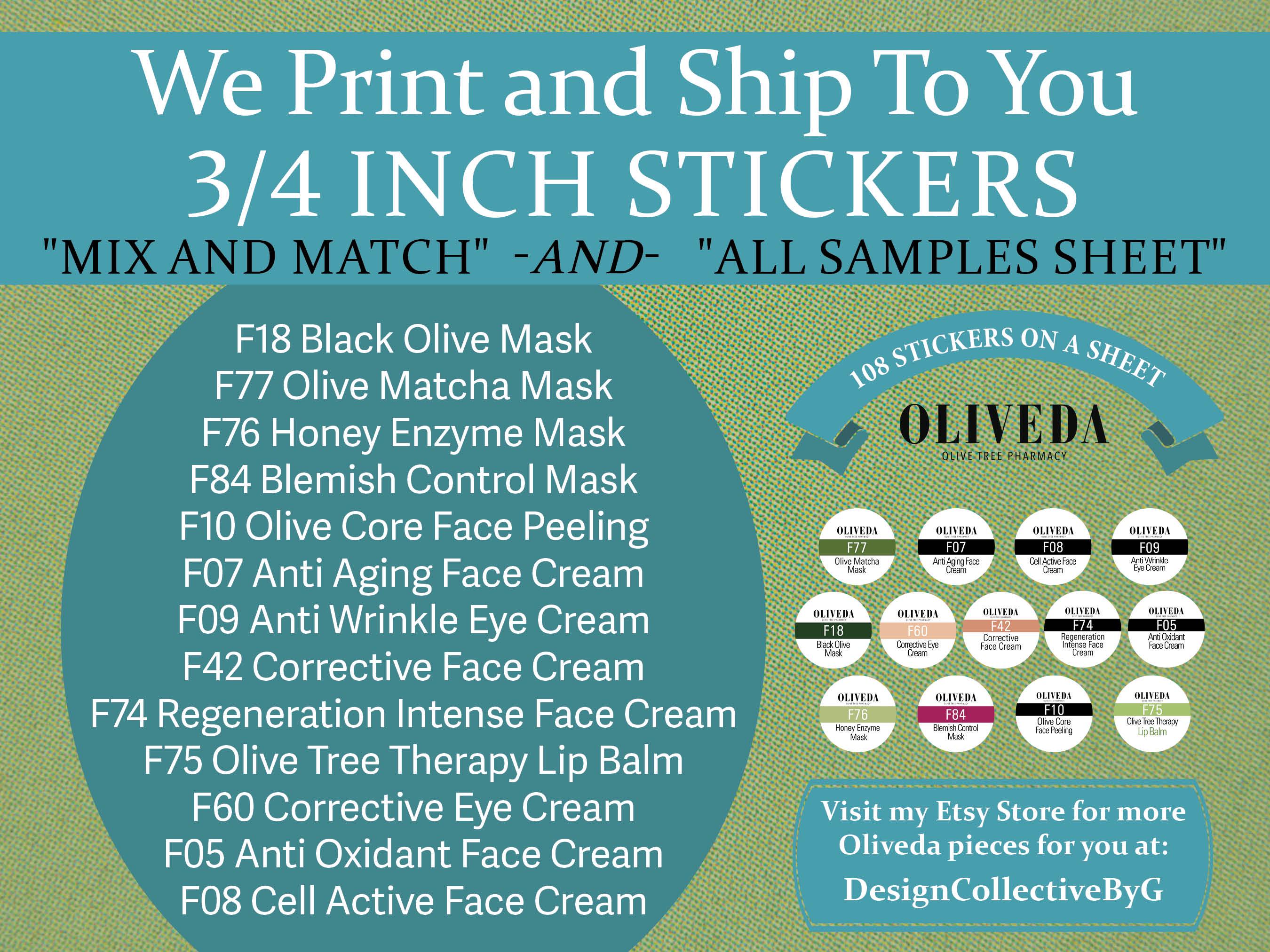 Oliveda Sample Stickers | Labels for Homemade Oliveda Samples ...