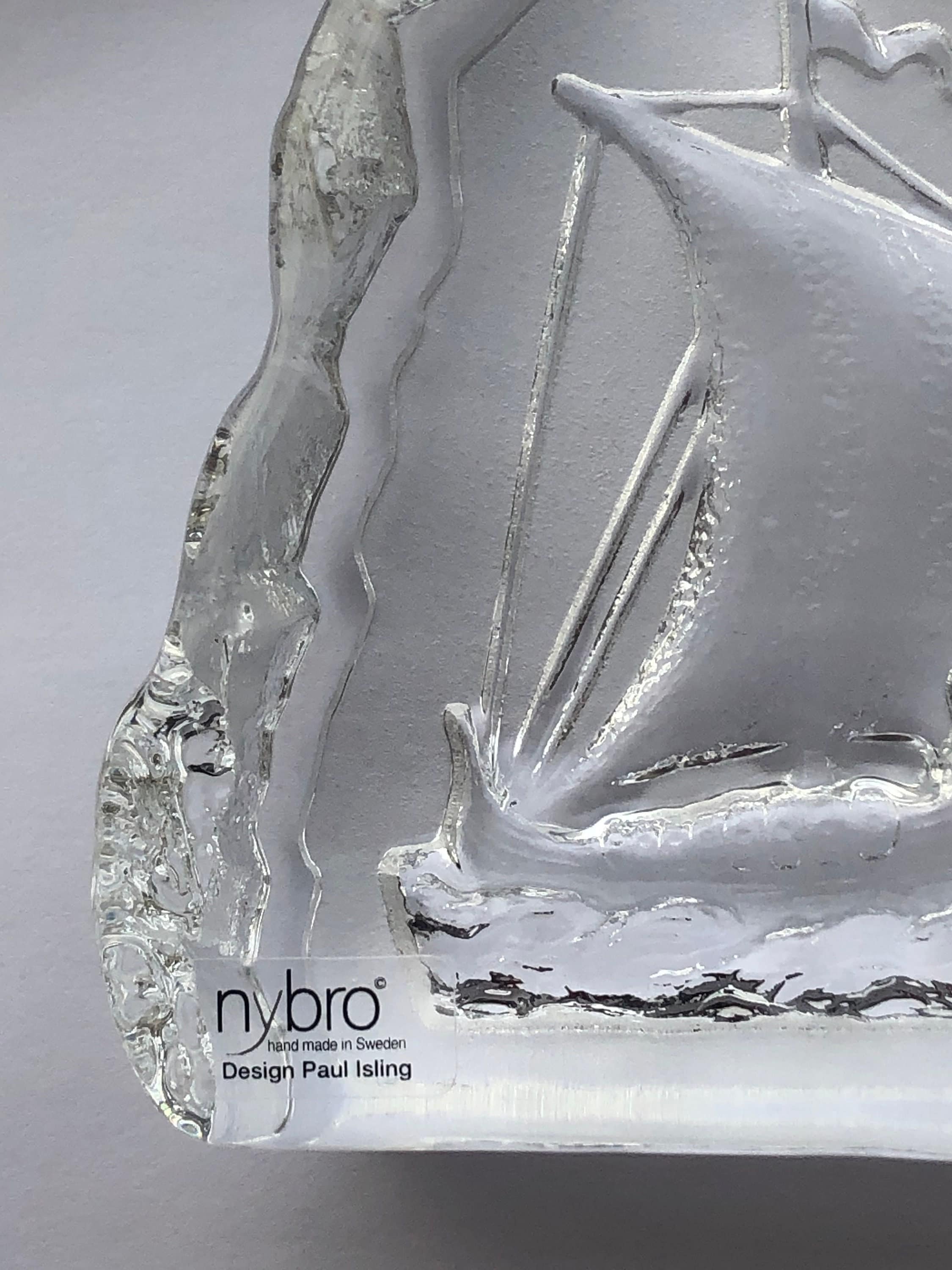 Vintage Nybro Swedish Crystal Art Glass Sailing Ship Paperweight, Paul ...