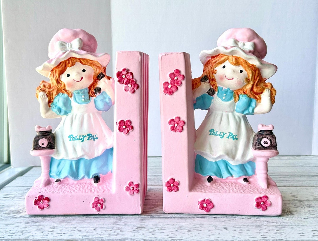 Vintage Set of 2 Polly Pal Hand Painted Chalkware Pink Bookends 1976 ...