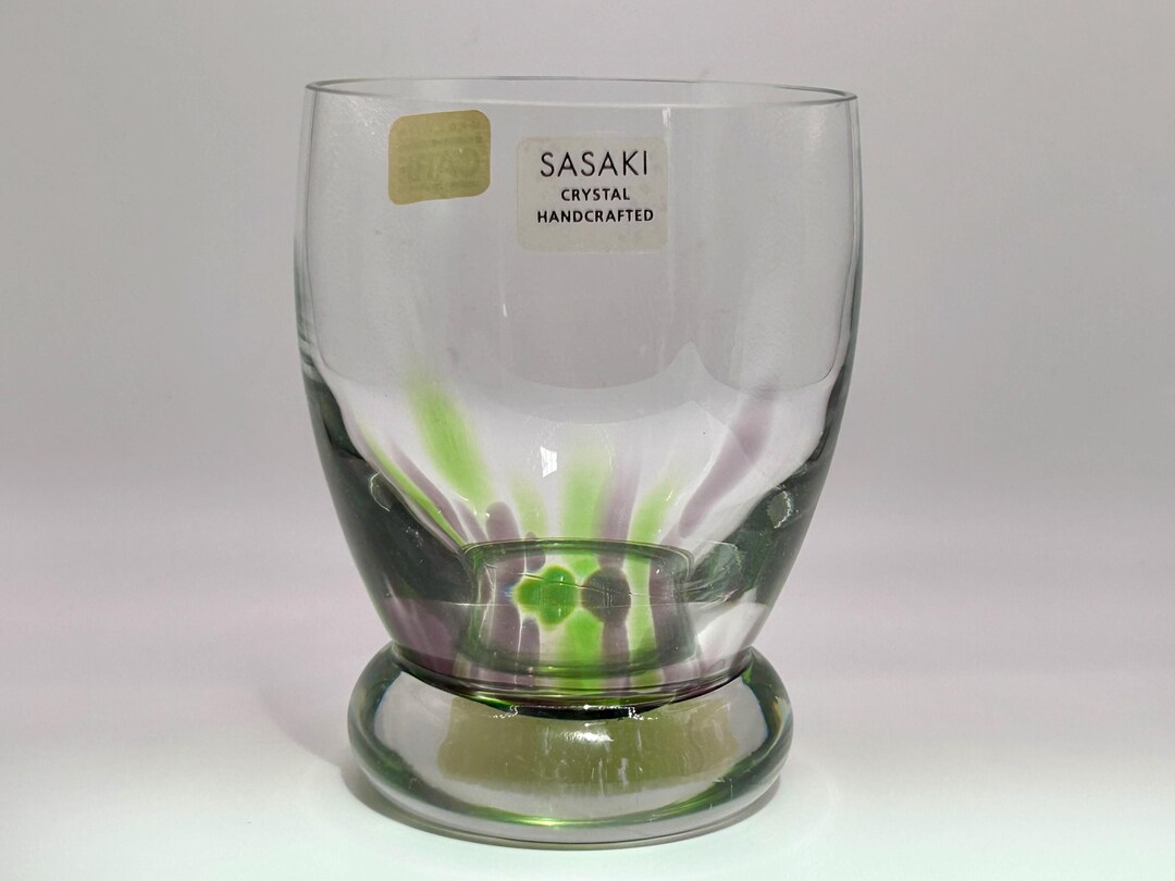 Vintage SASAKI Crystal Whiskey Glass: Green Purple Flame Design - Etsy