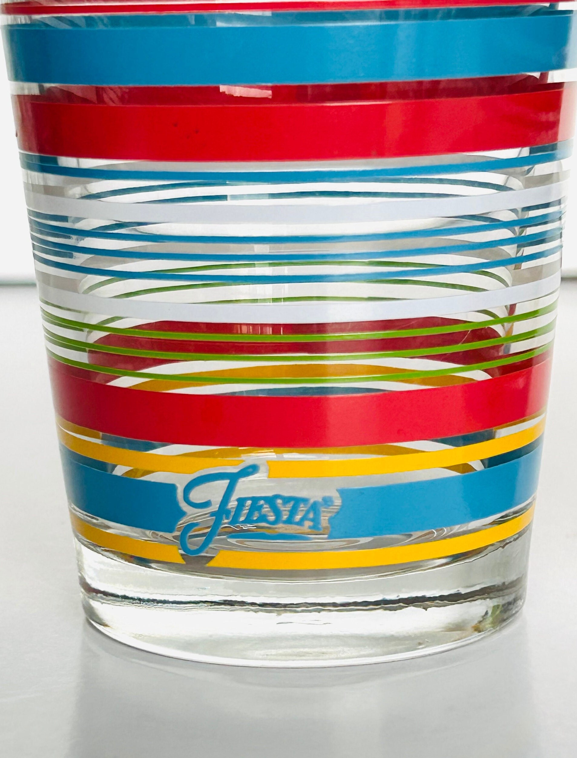 Vintage Libbey Fiesta Mambo Glass: 1970s Colorful Striped Tumbler (14 ...
