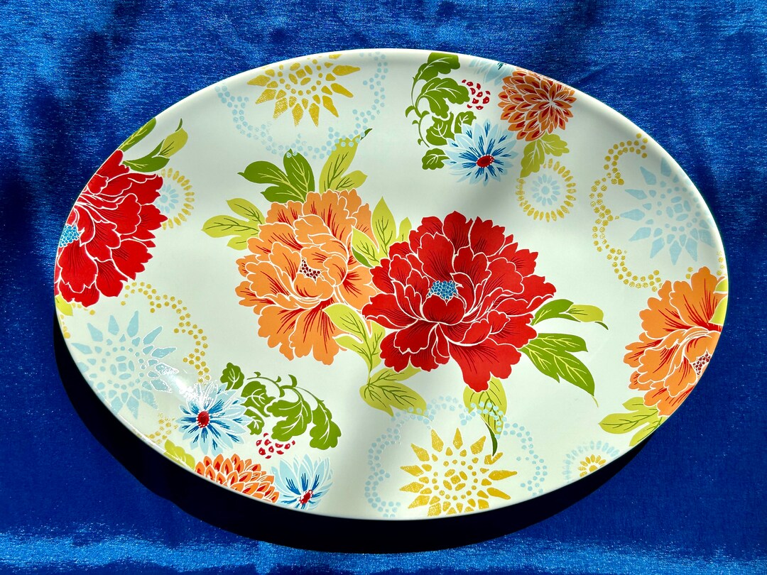 Vintage 222 FIFTH Huang Floral Serving Platter: 14" Fine China - Etsy