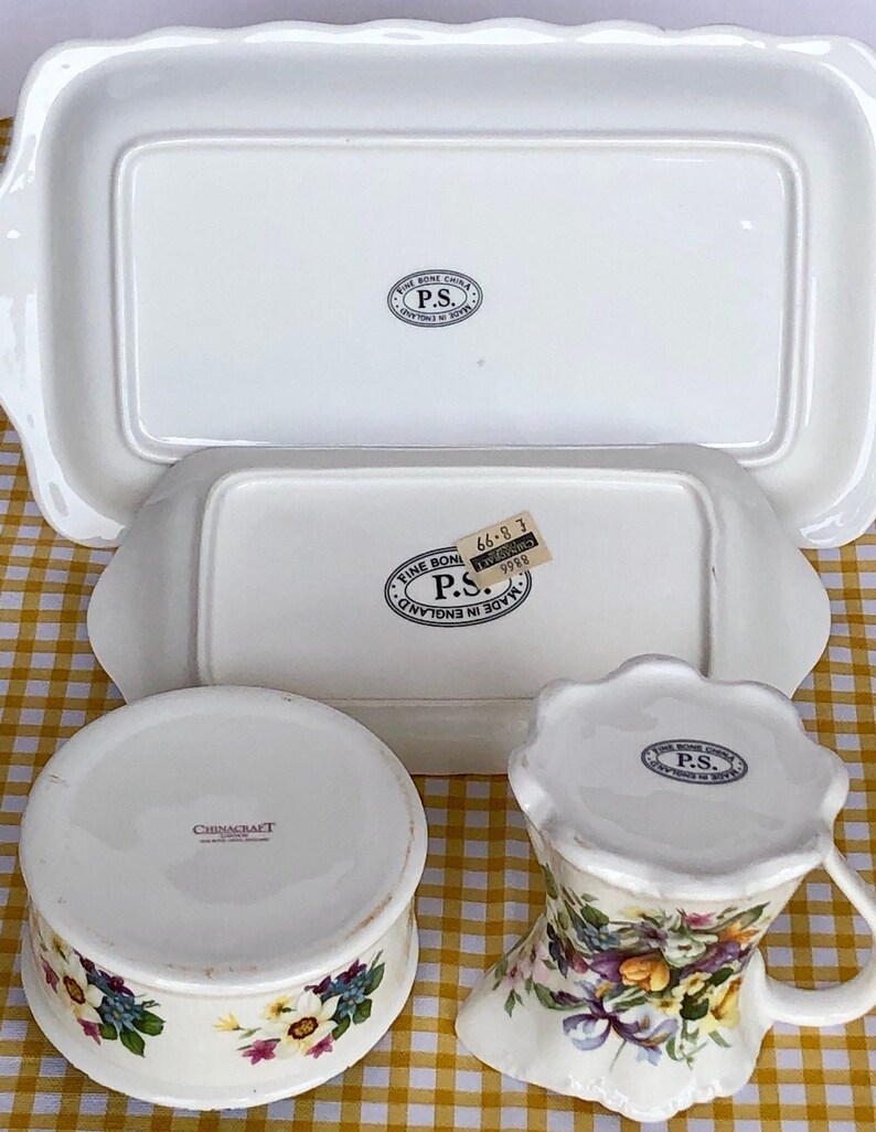 Set of Vintage 2 P.S. Fine Bone China Tray and 1 Creamer, 1 Chinacraft ...