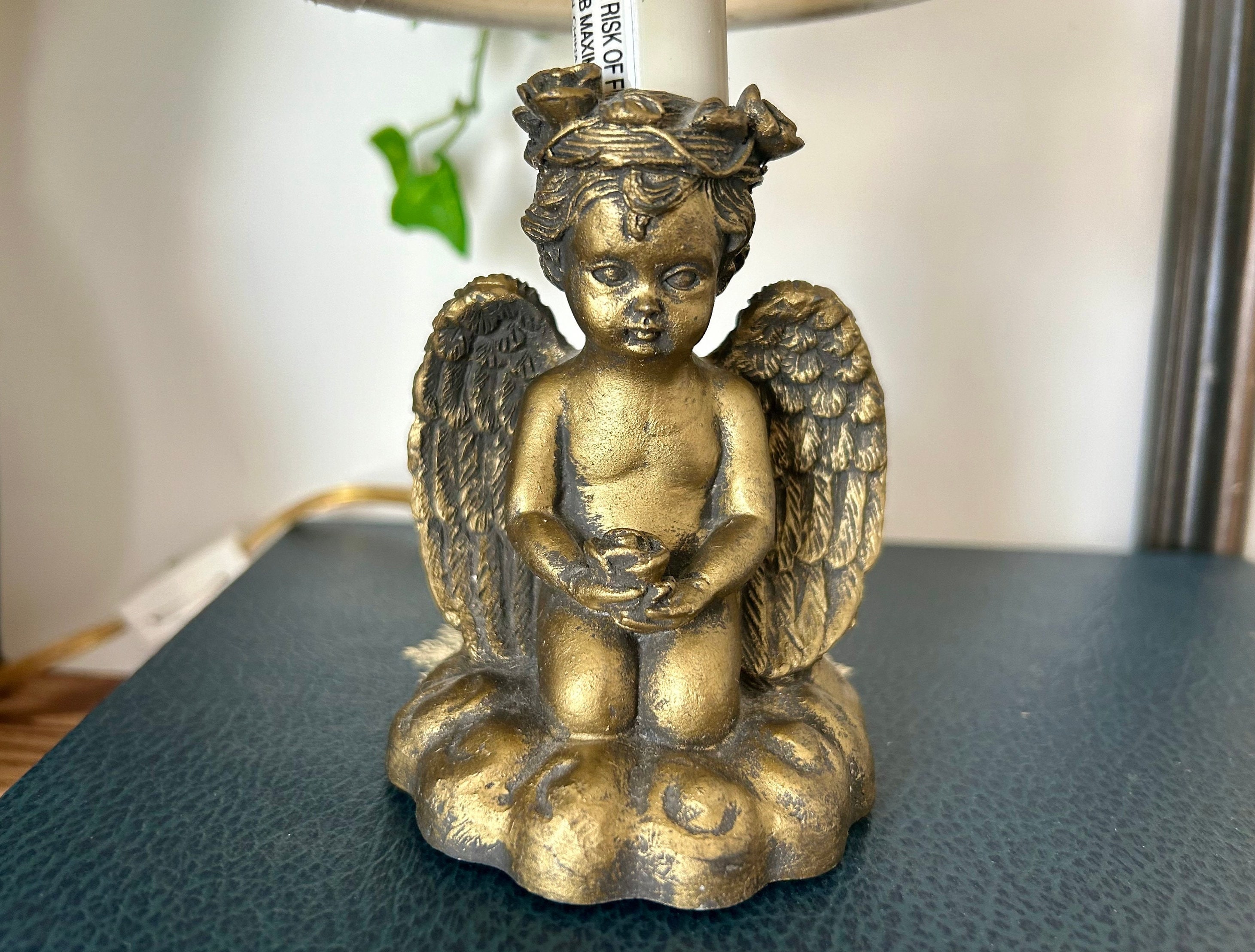 Vintage Cherub Angel Night Lamp Ceramic With Gold Plaster Base 1993 9 ...