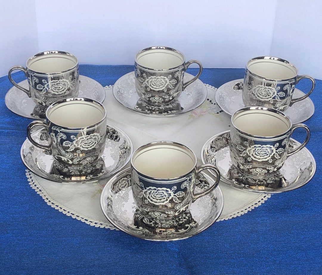 RARE Vintage JOHNSON BROTHERS Pareek Pattern Demitasse English Silver ...