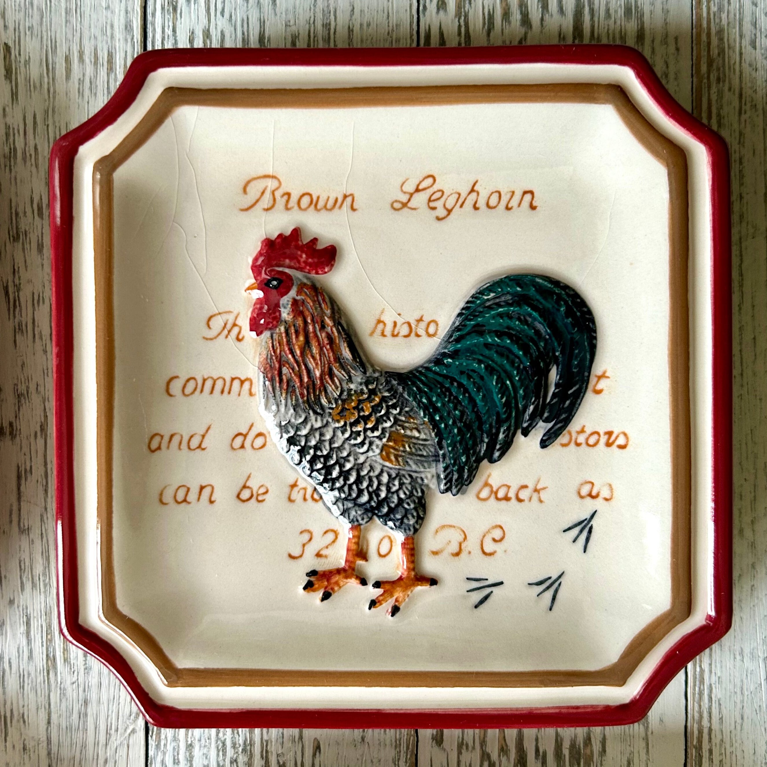 Vintage MWW Market ROOSTERS 3D Mini Square Plates 4 1/2 Set of 4 ...