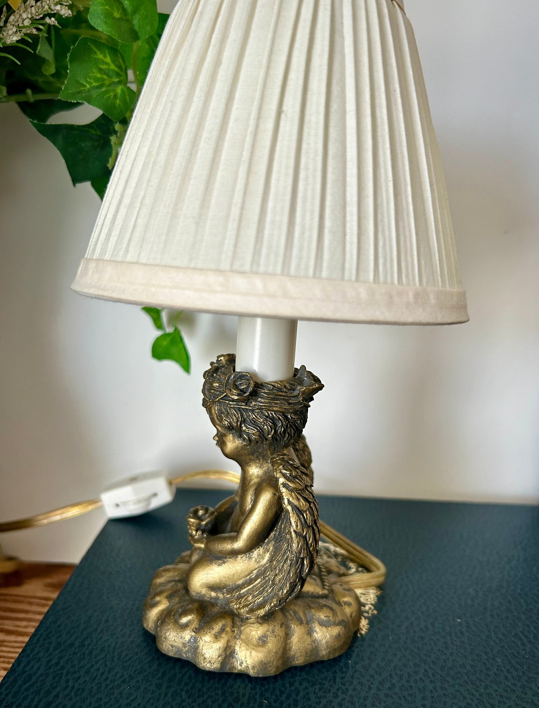Vintage Cherub Angel Night Lamp Ceramic With Gold Plaster Base 1993 9 ...