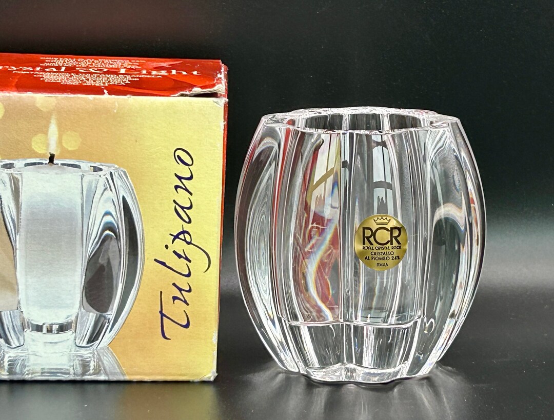 Vintage RCR Crystal & Light Tulip Votive Candle Holder 24% Lead Crystal ...