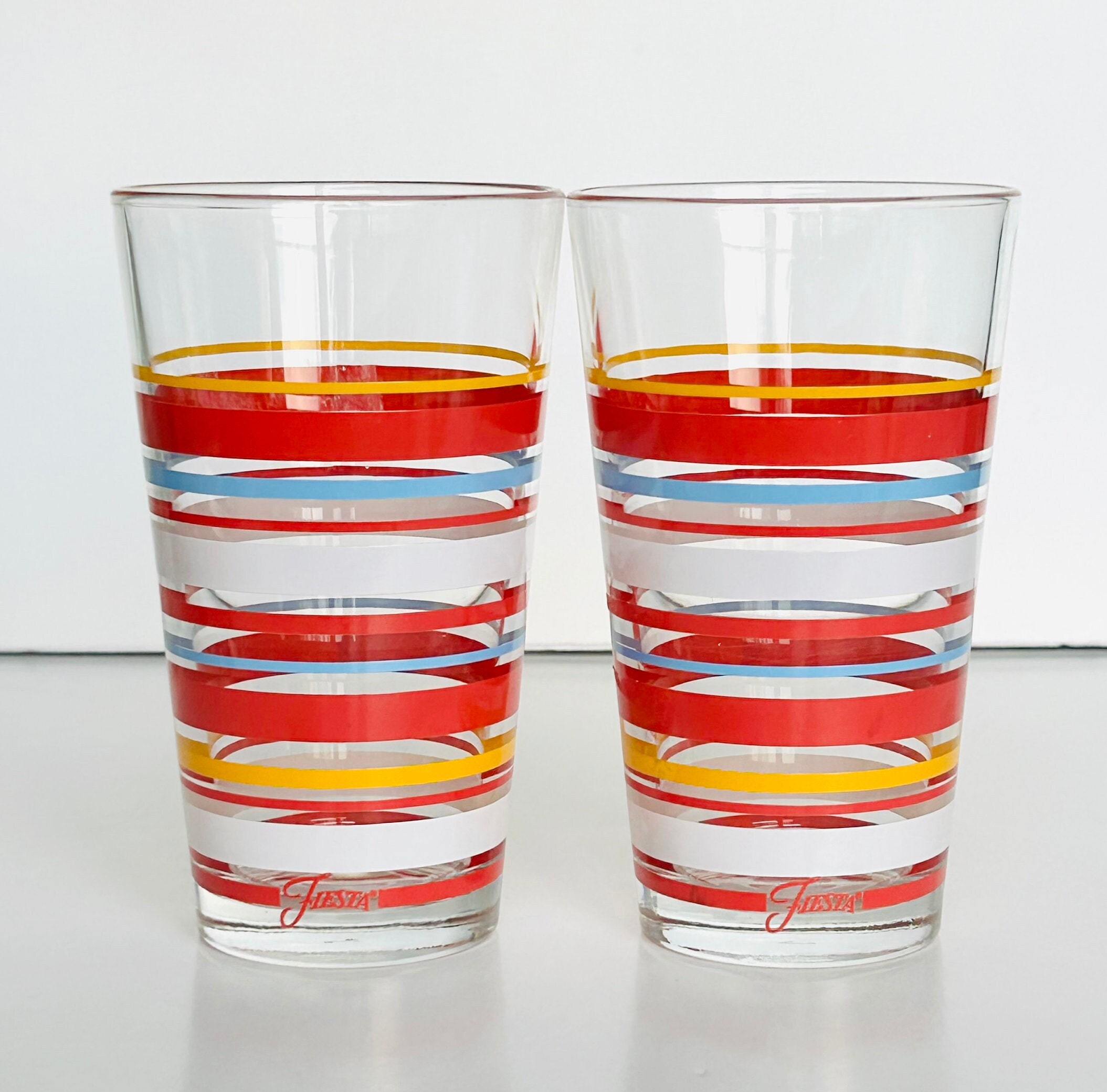 Vintage Libbey Fiesta Mambo Glass: 1970s Colorful Striped Tumbler (14 ...