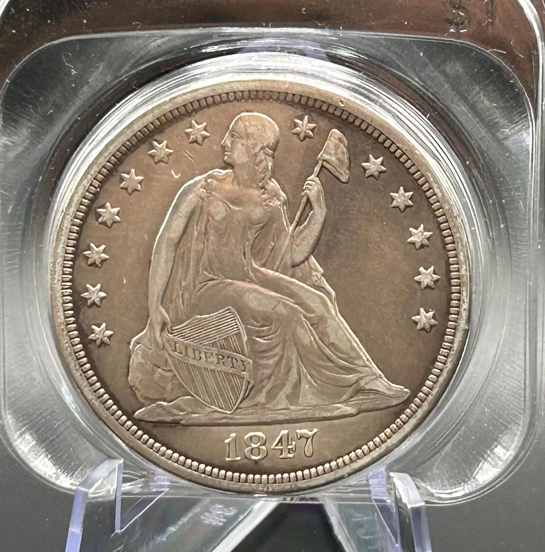 1847 Seated Liberty Silver Dollar, Antique Coins & Money, Antique US ...