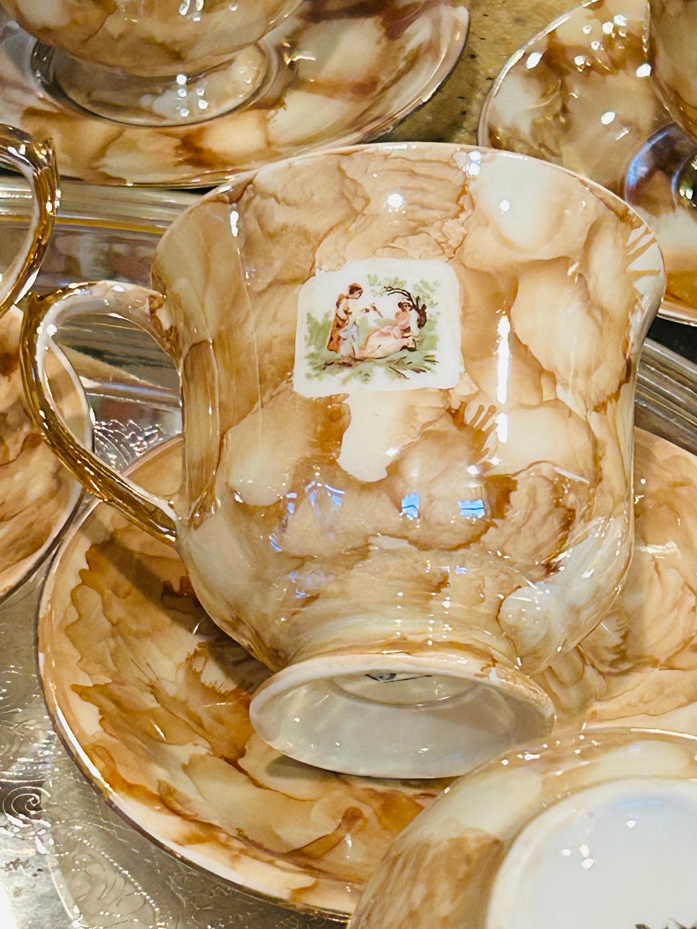 RARE 60s CHODZIEZ Porcelain Tea Set 5 Cup Saucer 1 Teapot pitcher 1 Creamer Made in Poland - Etsy