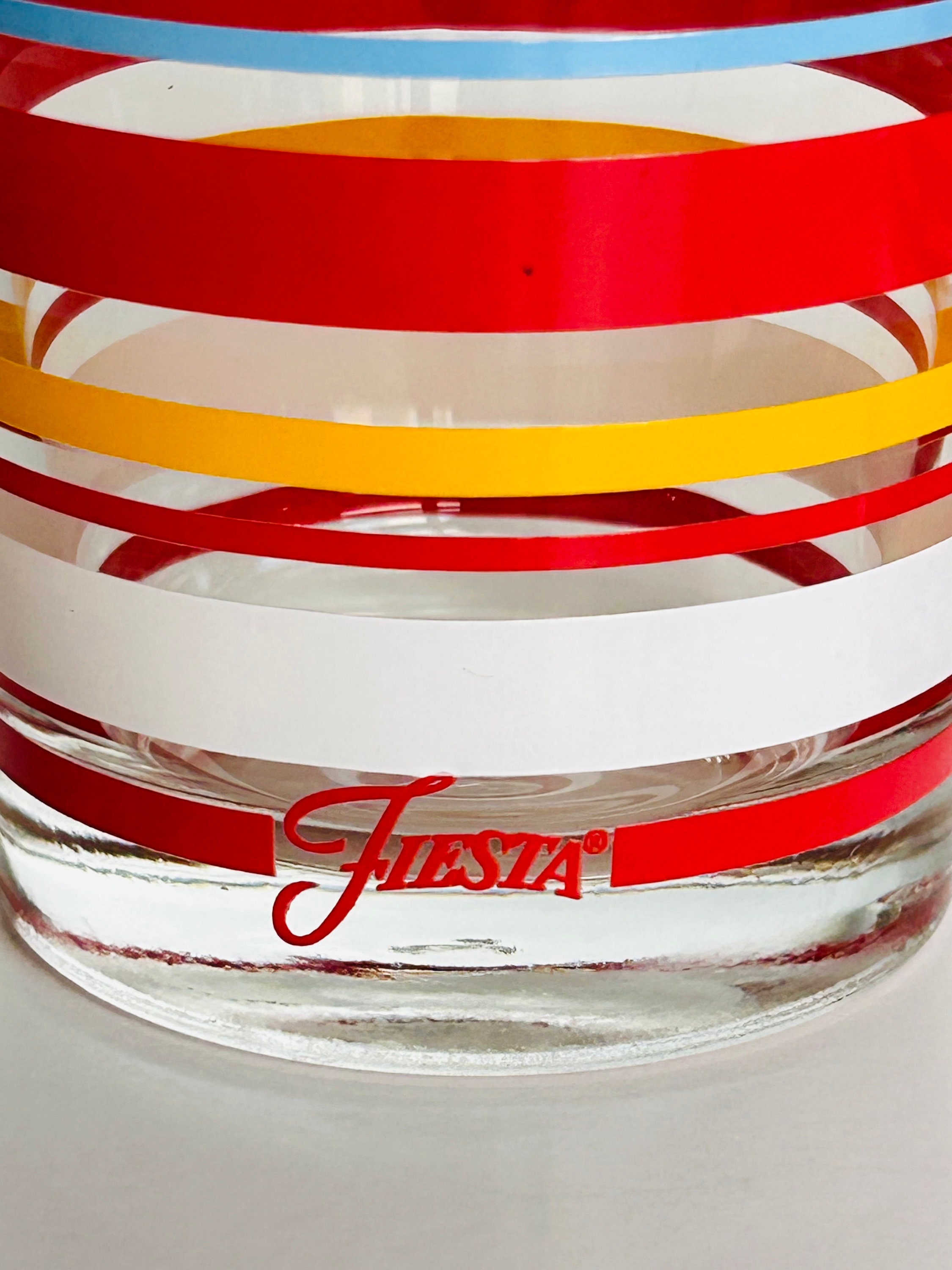 Vintage Libbey Fiesta Mambo Glass: 1970s Colorful Striped Tumbler (14 ...