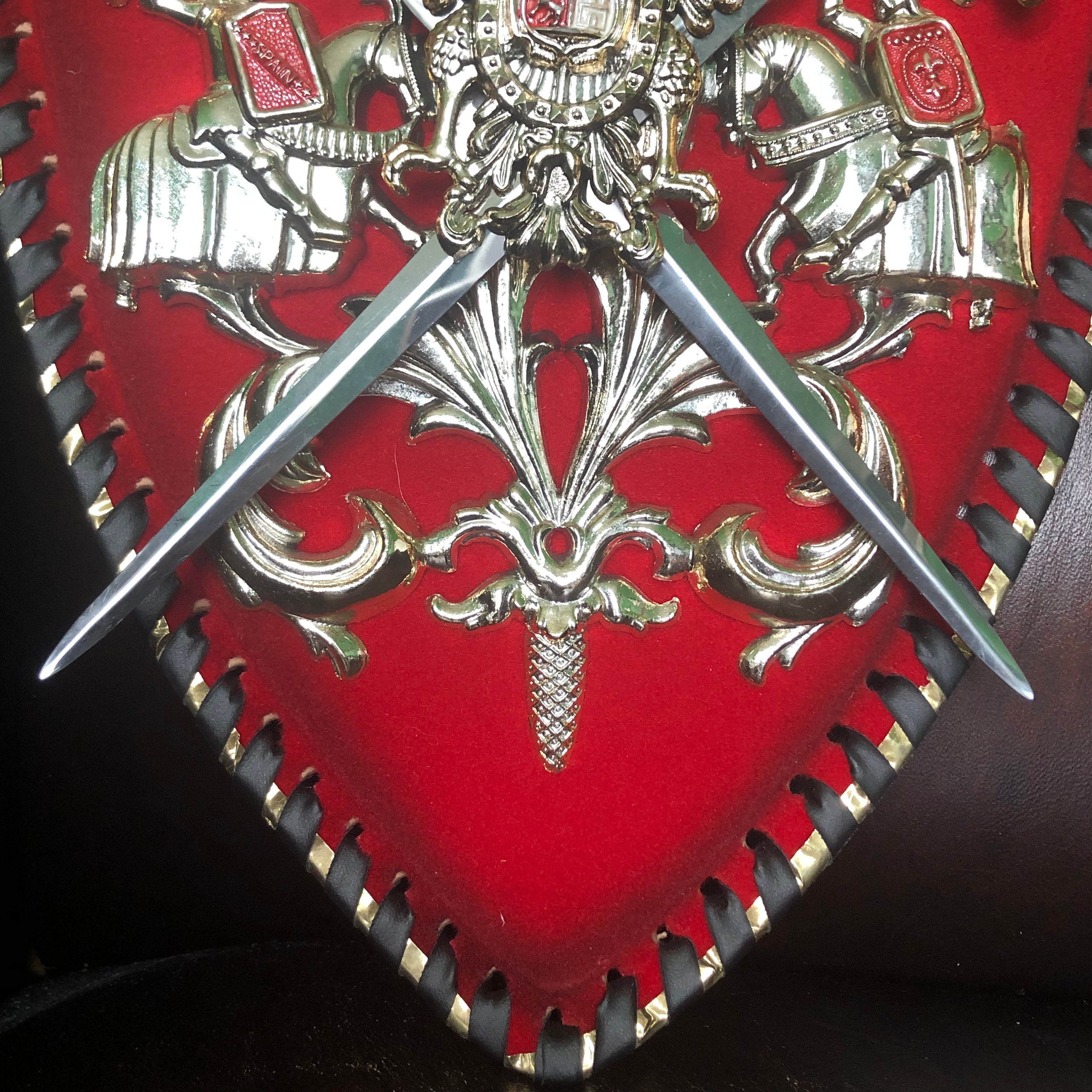 Set of 2 Vintage Medieval Coat of Arms Sword Plaque Crest Wall Hanging ...