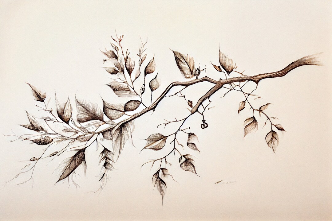 Sketch Drawing - Digital Art - Twig - Printable - Download - Etsy