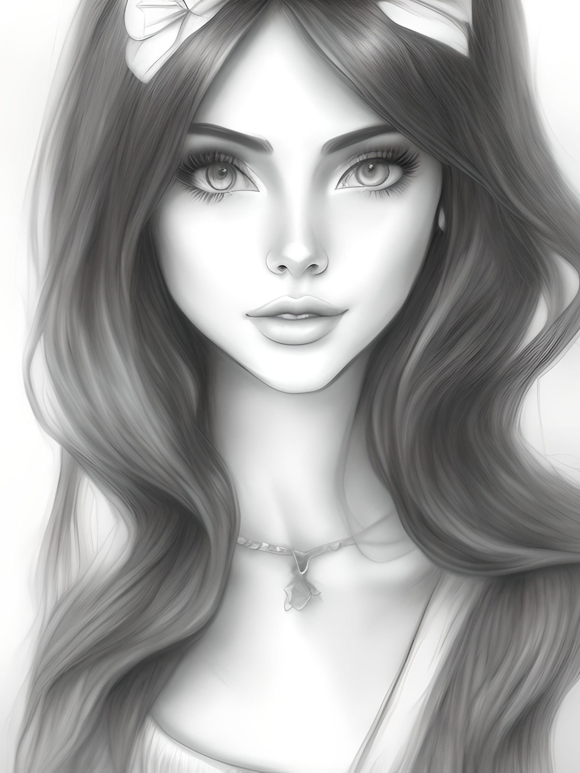 Pencil Sketch Drawing of Woman 2 - Etsy