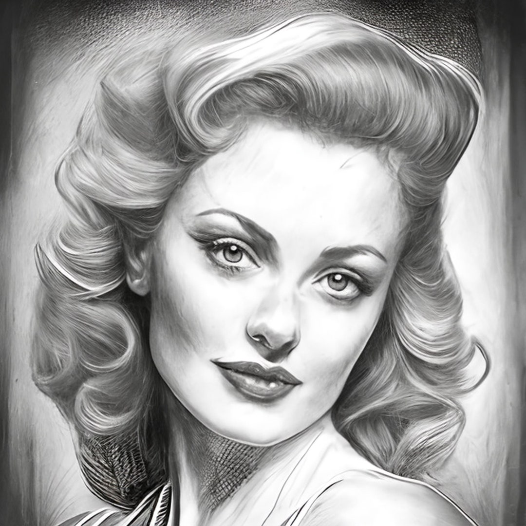 Pencil Sketch, Digital Art, Woman, Printable - Etsy