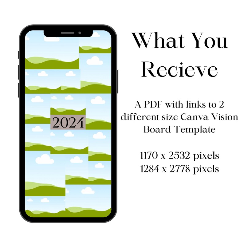 Digital Vision Board Phone CANVA Template Wallpaper, Editable 2024 ...