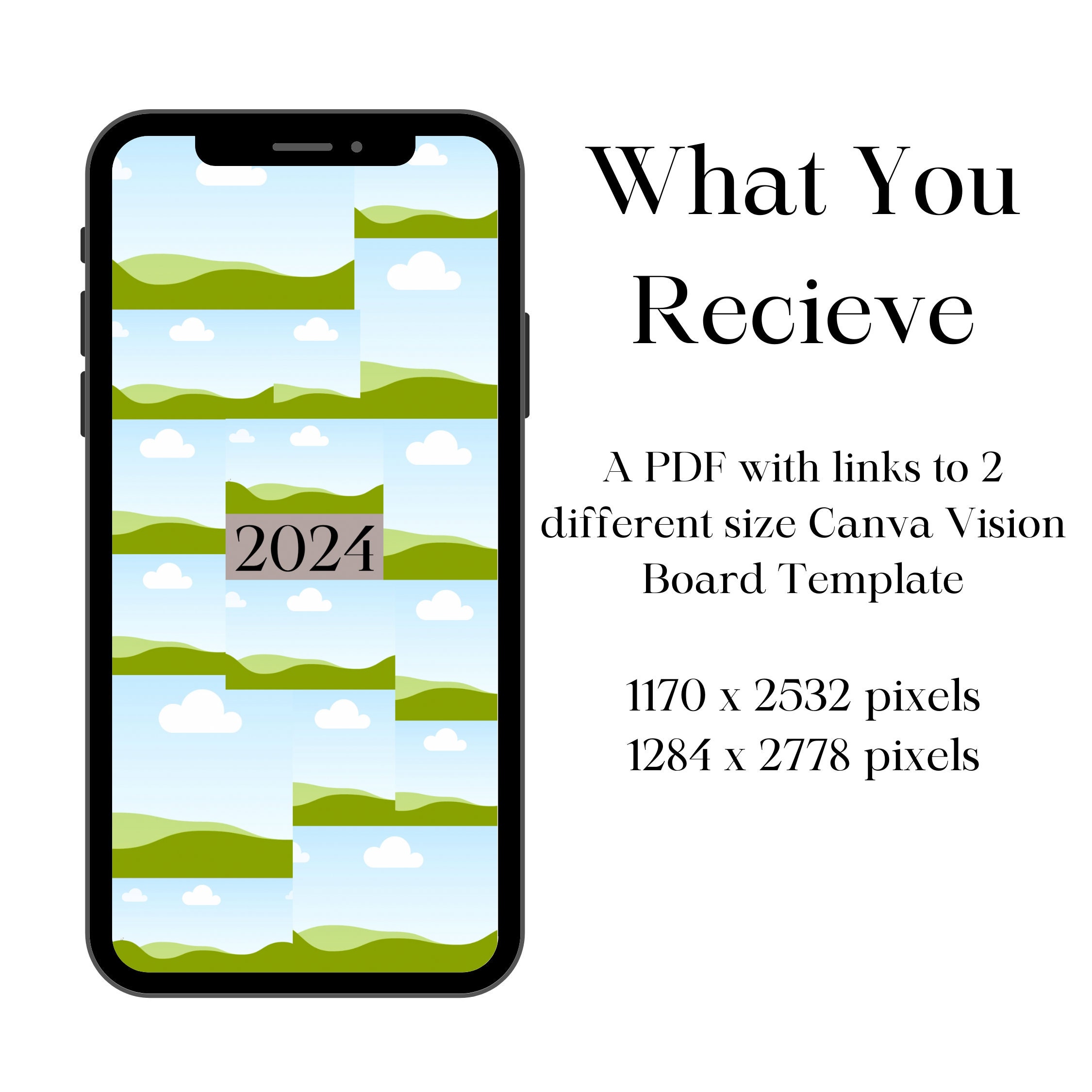 Digital Vision Board Phone CANVA Template Wallpaper, Editable 2024 ...