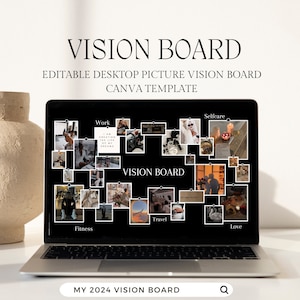 Digital Vision Board CANVA Template Wallpaper, Editable 2024 Vision ...