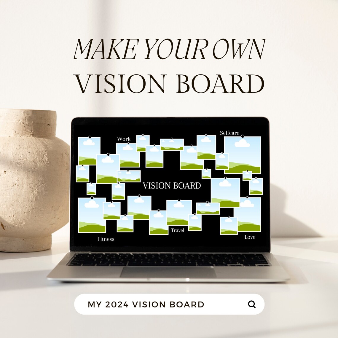 Digital Vision Board CANVA Template Wallpaper, Editable 2024 Vision ...