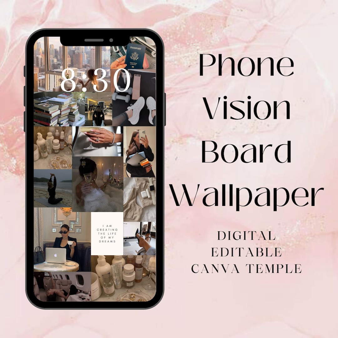 Digital Aesthetic Mood Board Canva Template iPhone Wallpaper ...