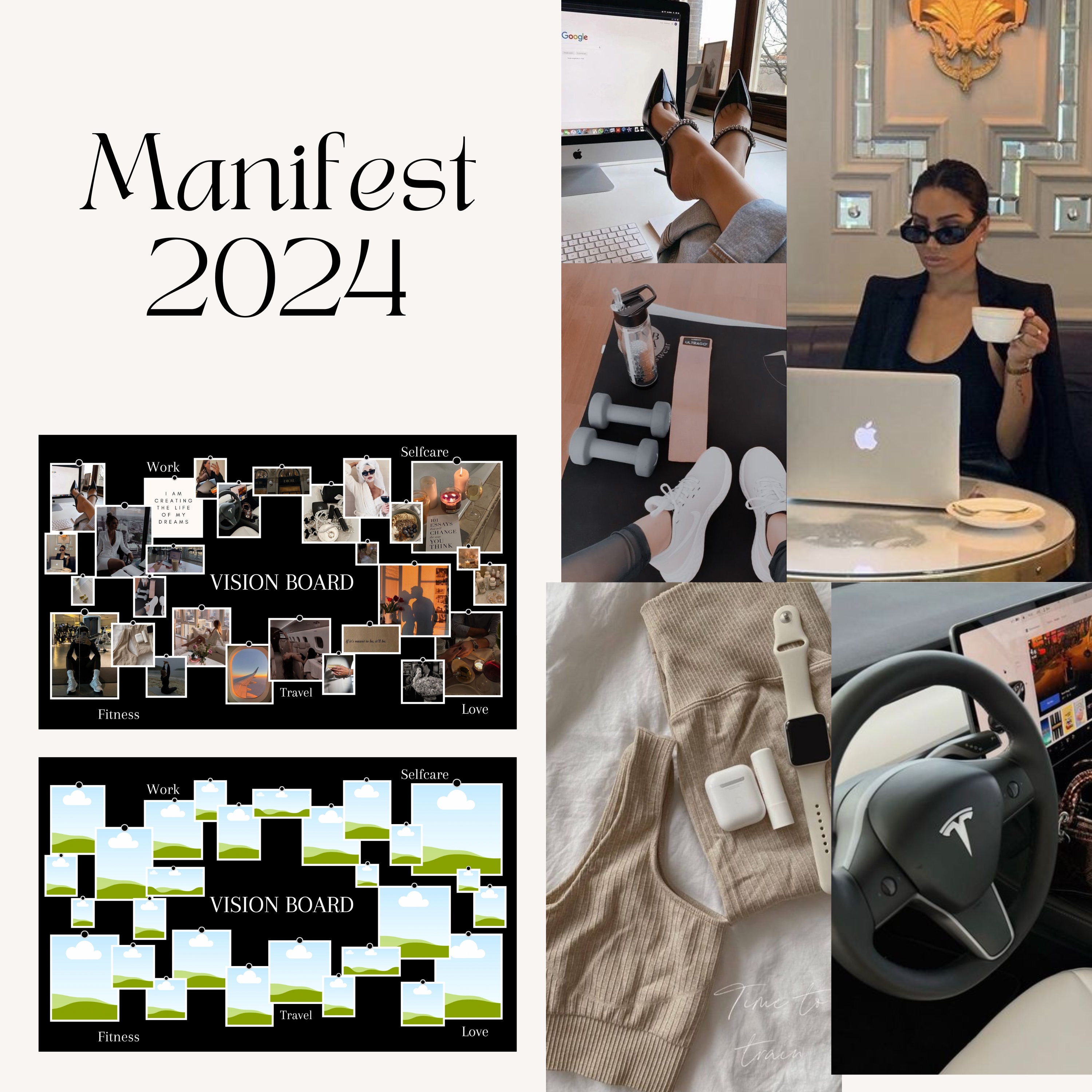 Digital Vision Board CANVA Template Wallpaper, Editable 2024 Vision ...