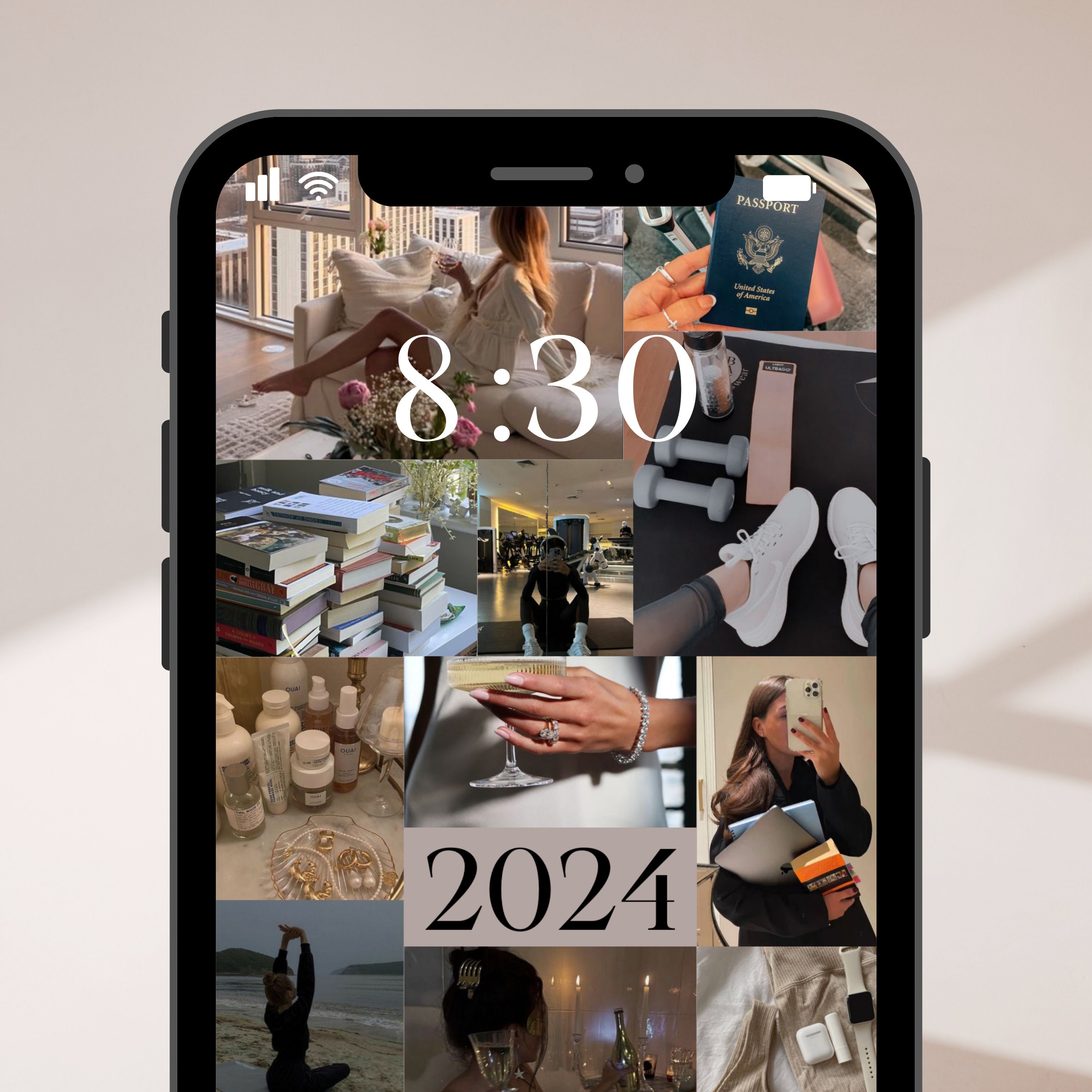Digital Vision Board Phone CANVA Template Wallpaper, Editable 2024 ...