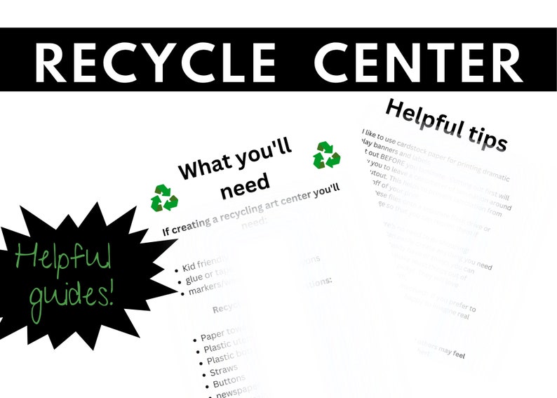 Recycle Center Dramatic Play Printable Set - Etsy