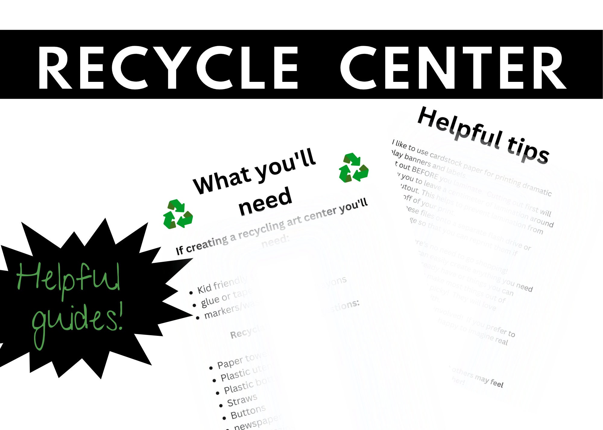 Recycle Center Dramatic Play Printable Set - Etsy
