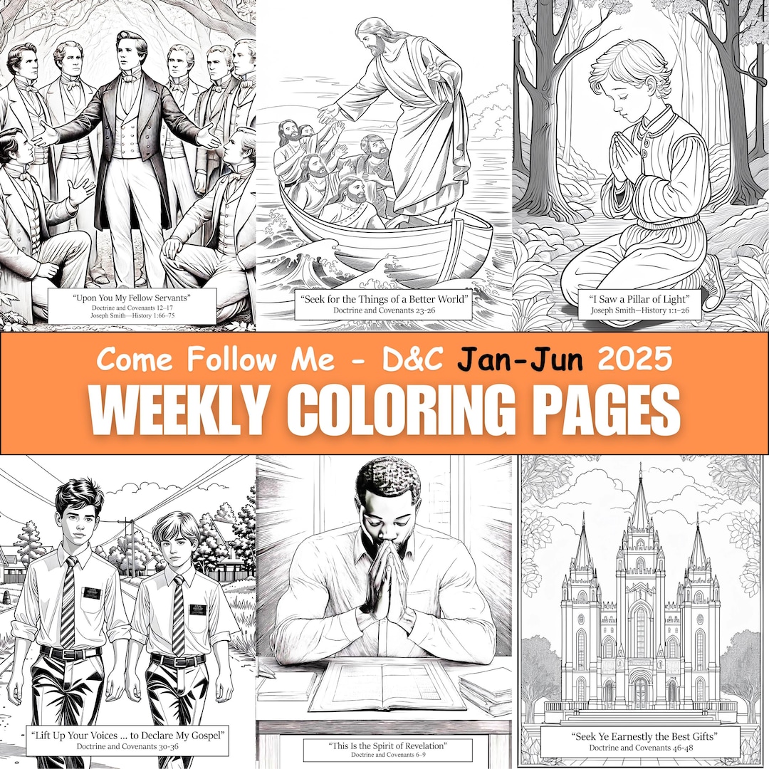 Come Follow Me Coloring Packet for Kids | LDS Printable Coloring Pages ...