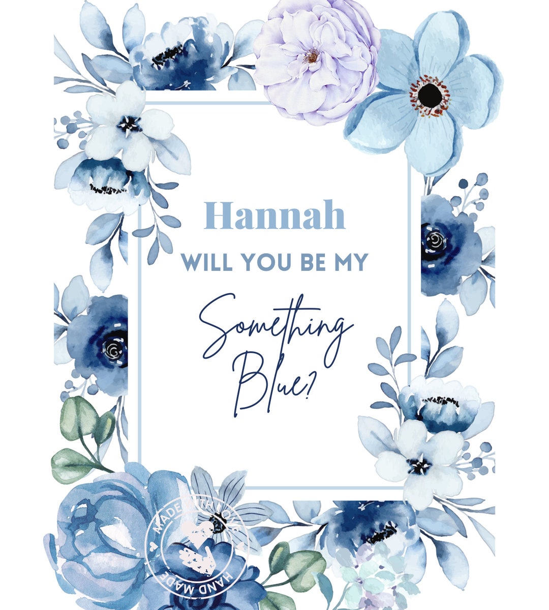 Custom “something Blue”proposal Card (digital File) - Something Blue ...