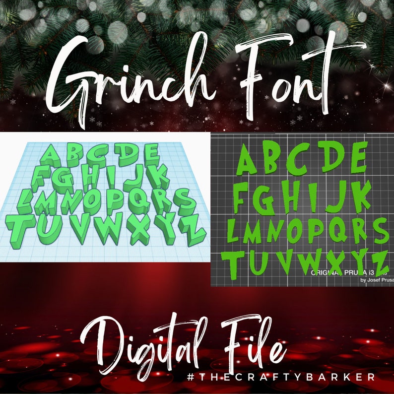 Grinch Font Digital Download / 3d Print File / SVG Cut File / Christmas ...