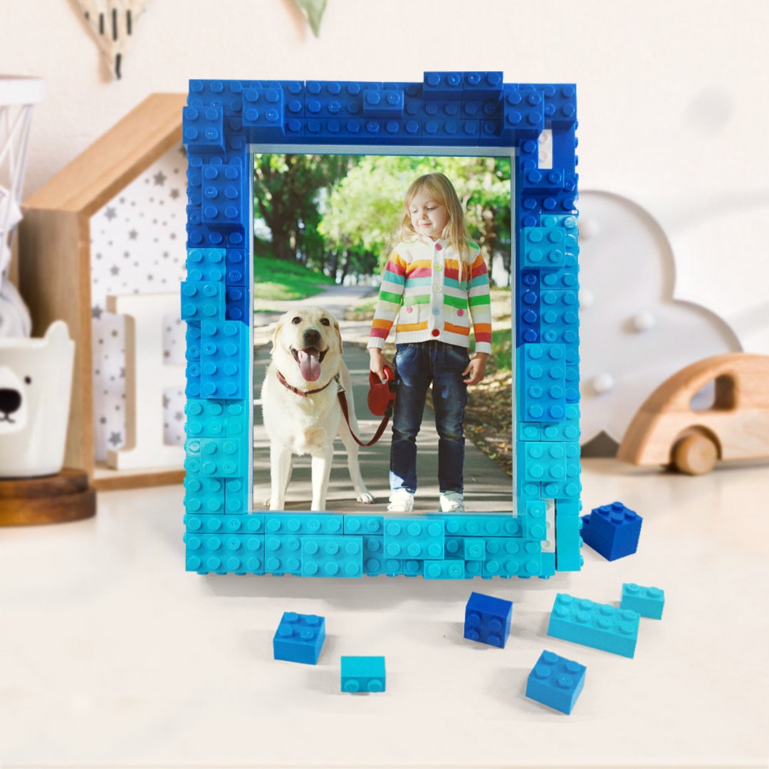 Personalized Building Brick Gradient Picture Frame Diy, Building Block ...