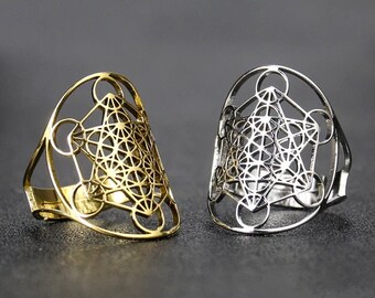 Metatron's Cube Sacred Geometry Ring Resizable - Etsy