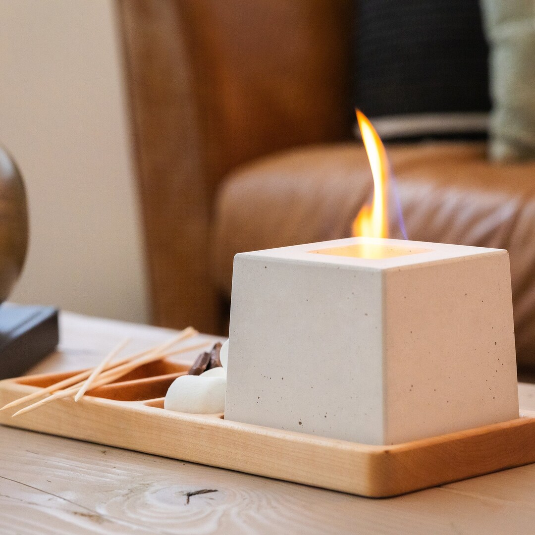 Portable White Tabletop Fireplace Hygge Indoor Fire Pit & Smoke-free S ...
